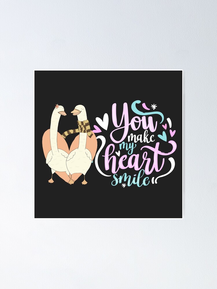 "Cute Duck Lovers Cuddling - You Make My Heart Smile Love Hearts ...