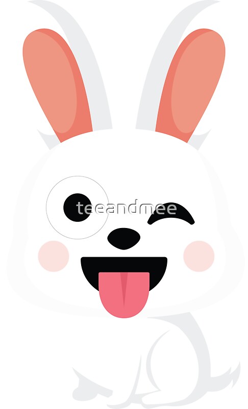 "Bunny Rabbit Emoji Wink and Tongue Out" Stickers by teeandmee | Redbubble