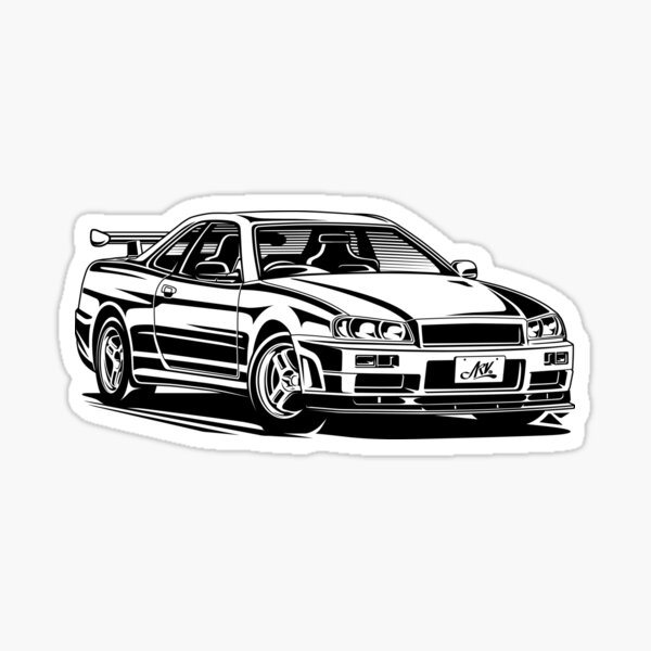 "EUROBEAT INTENSIFIES - SKYLINE GTR R34 full-body version" Sticker for ...