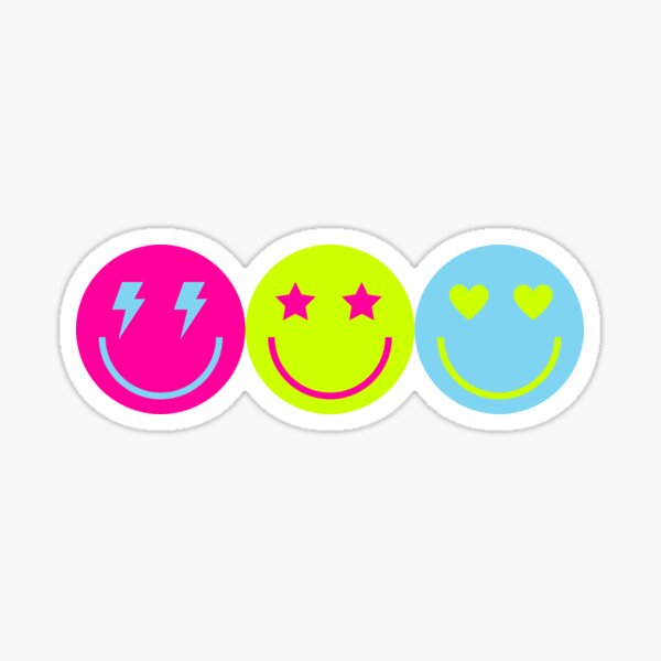 "3 preppy smileys in pink, blue and green" Sticker for Sale by Suusck ...