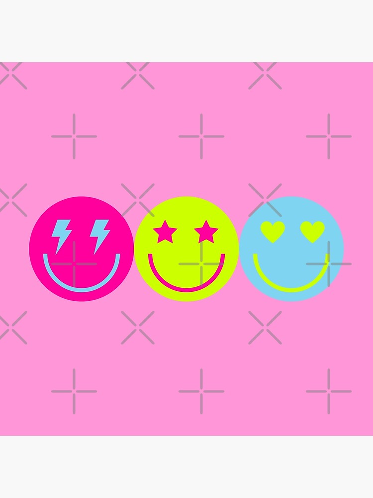 "3 preppy smileys in pink, blue and green" Poster for Sale by Suusck ...