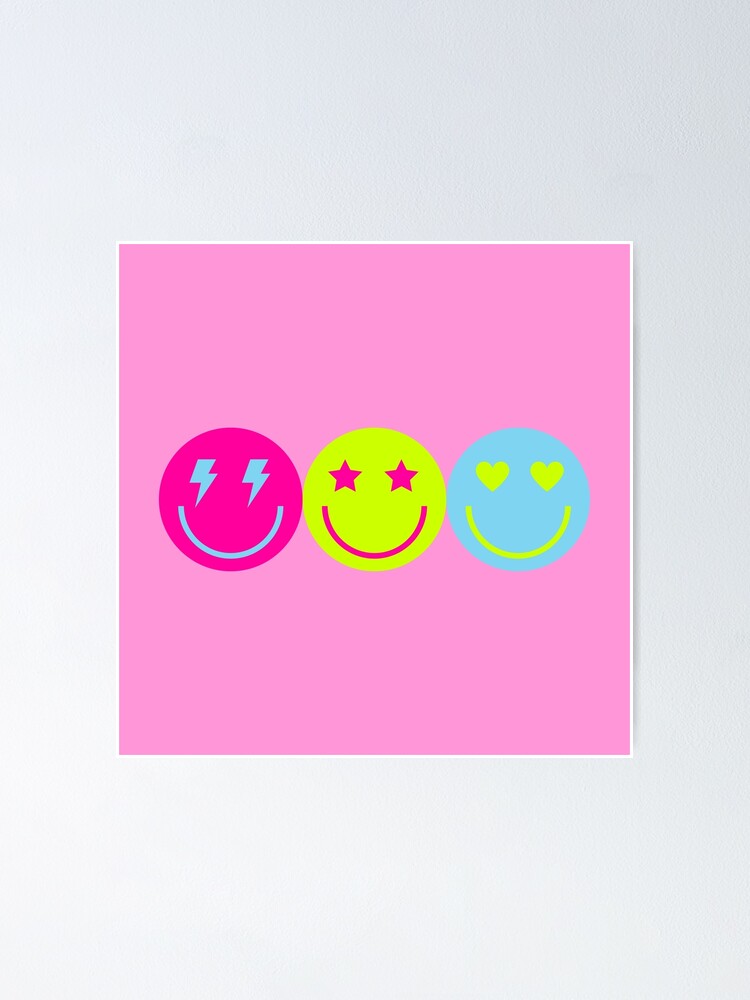 "3 preppy smileys in pink, blue and green" Poster for Sale by Suusck ...