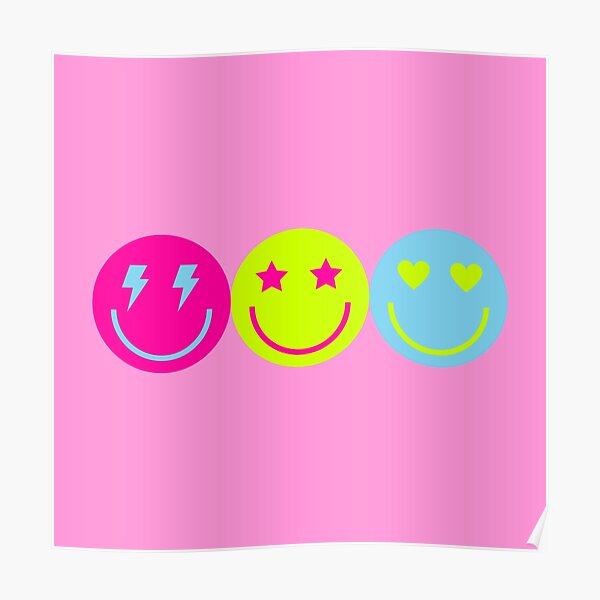 "3 preppy smileys in pink, blue and green" Poster for Sale by Suusck ...