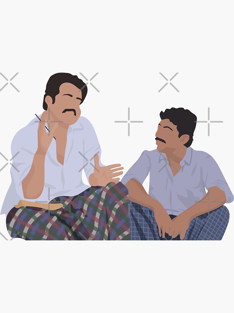 "Mohanlal and Sreenivasan" Sticker for Sale by filmy-shop | Redbubble