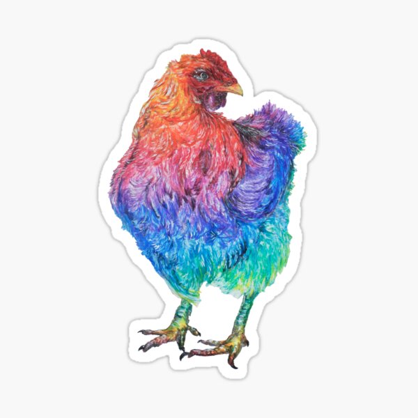 "Rainbow chicken" Sticker by cabarsart | Redbubble