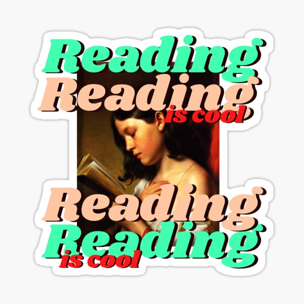 "Reading is Cool - Classic Painting of Girl Reading" Sticker for Sale ...