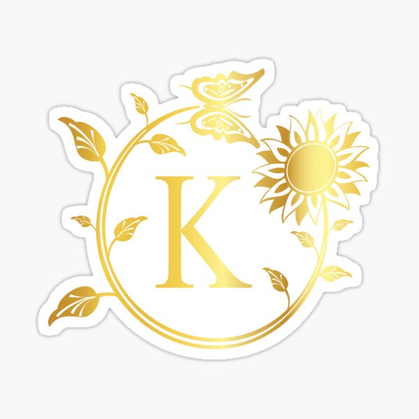 "Ornamental Letter K, Gold Sunflower Butterfly, Gold Monogram Ornament ...