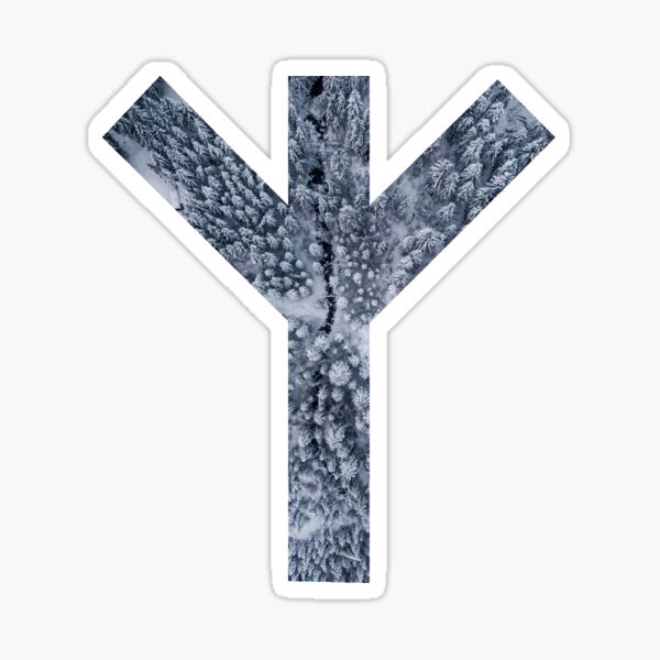 "Algiz Life Winter Forest Rune Symbol" Sticker by XWBdesigns | Redbubble