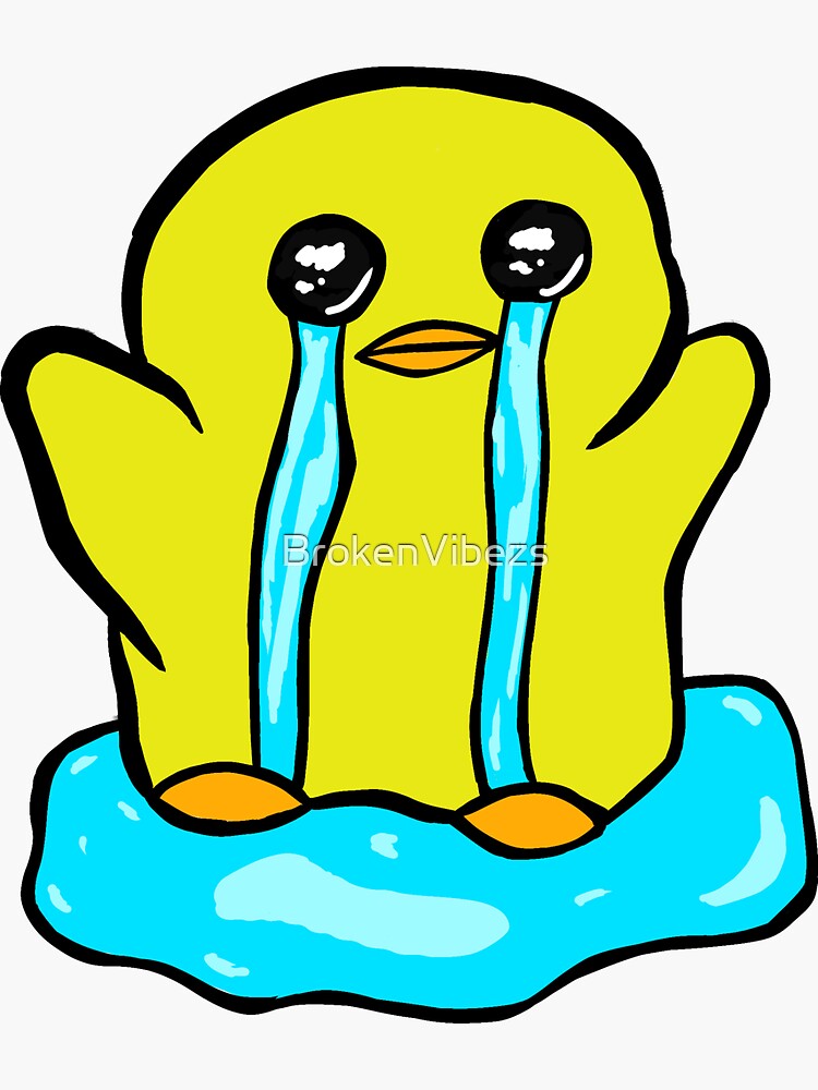"Cute Sad duckling crying, cute duck animal." Sticker by BrokenVibezs ...