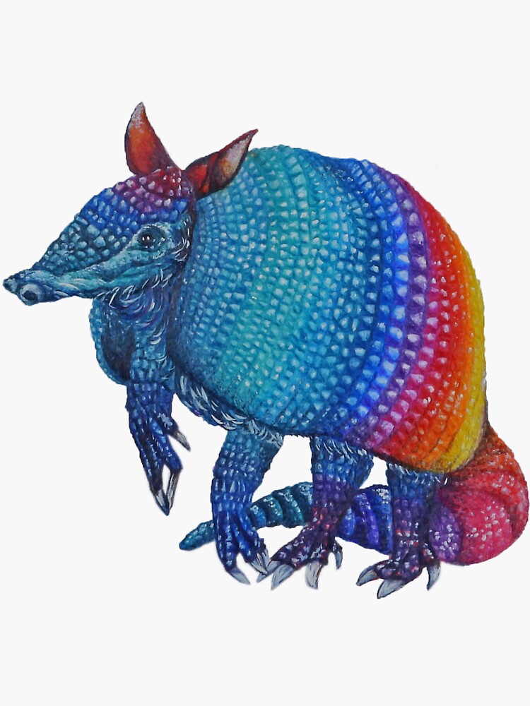 "Rainbow armadillo" Sticker by cabarsart | Redbubble