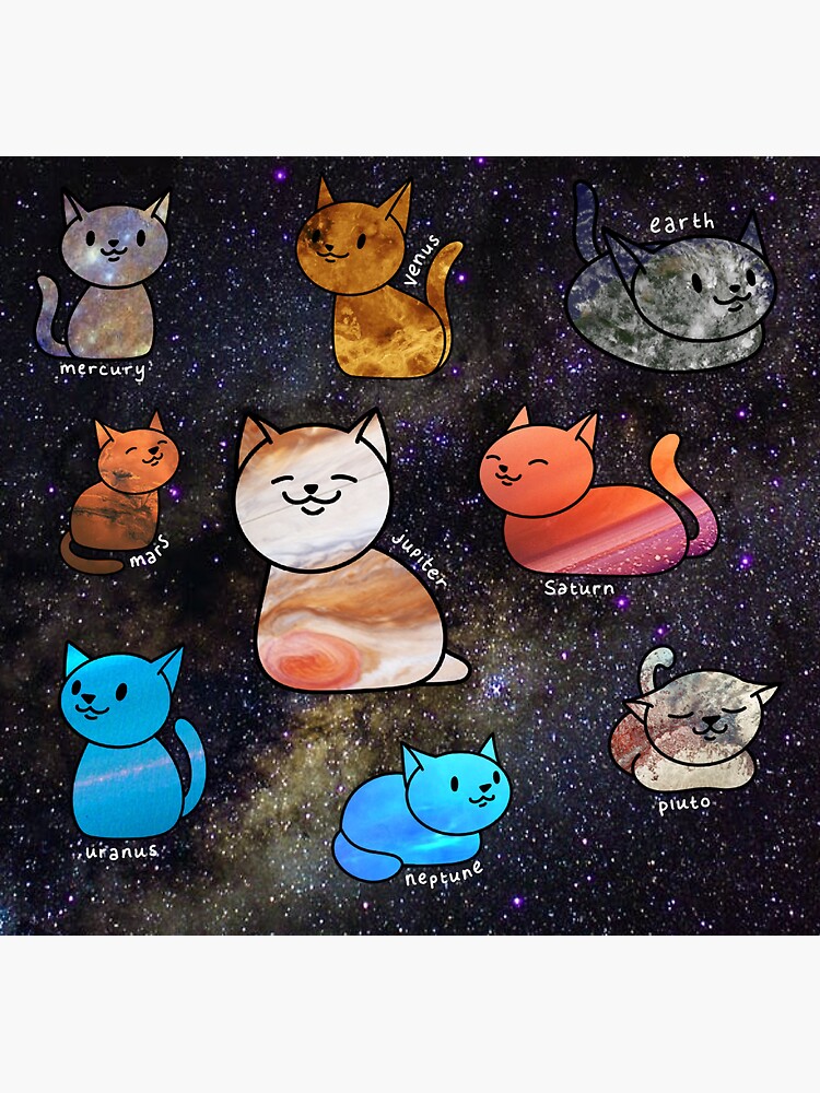 "Planetary Cats" Sticker by PoeTatoes | Redbubble