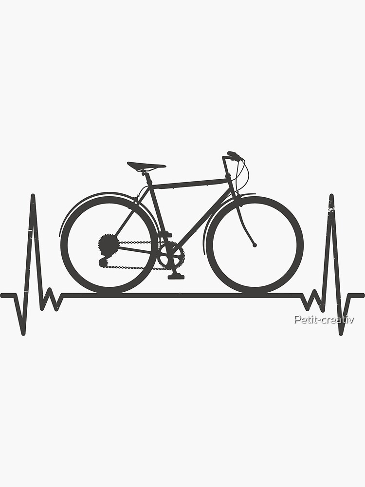 "heartbeat-bike" Sticker for Sale by Petit-creativ | Redbubble