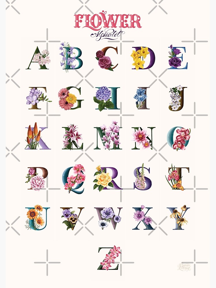"Flower alphabet." Poster for Sale by BananiLettering | Redbubble