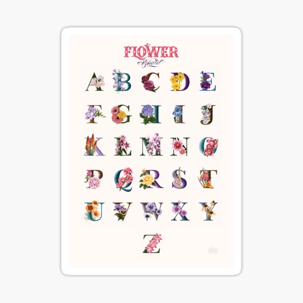 "Flower alphabet." Sticker for Sale by BananiLettering | Redbubble