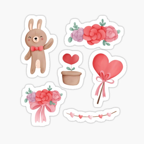 "Love bunny sticker pack" Sticker by Cinisdesign | Redbubble