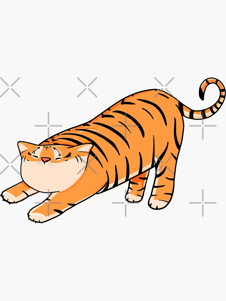 "Tiger stretching" Sticker for Sale by scarletsung | Redbubble