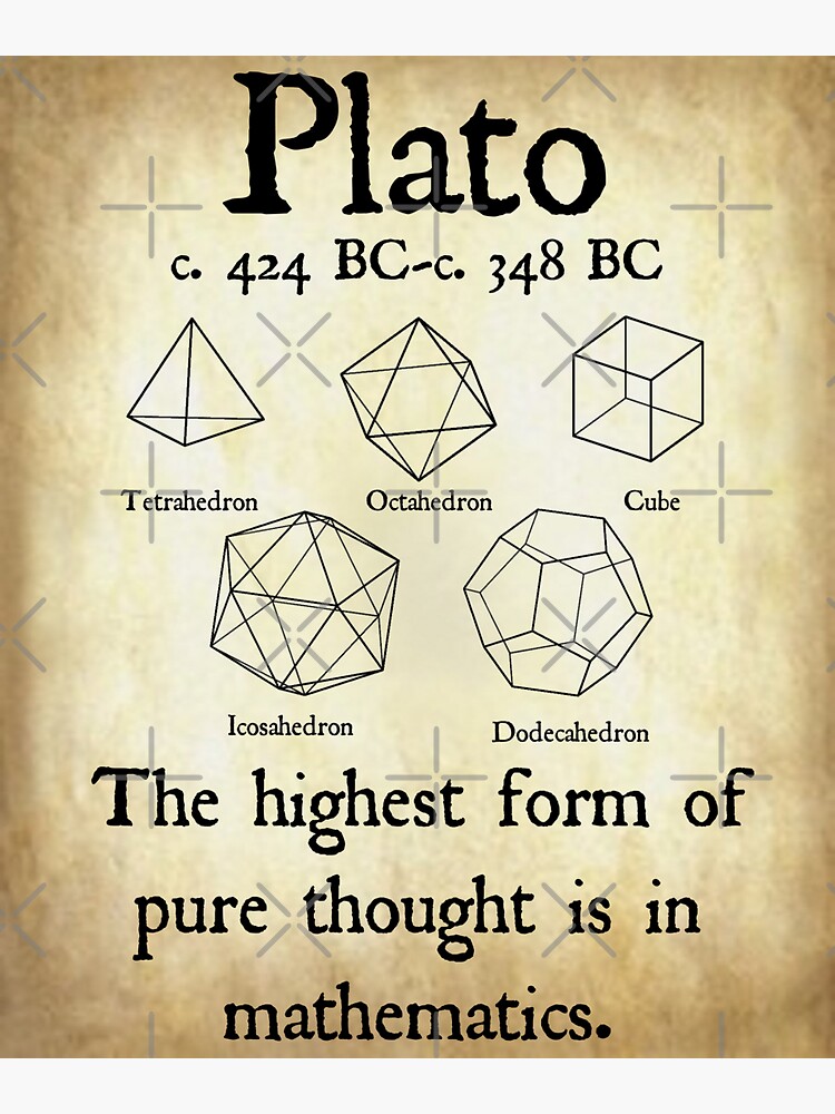 "Plato Quote Platonic Solids Geometry Vintage Math Design on Parchment ...