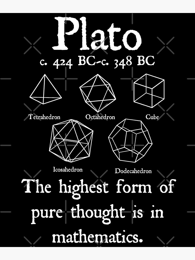 "Plato Quote Platonic Solids Geometry Vintage Math Design on Black ...
