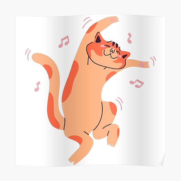 "Cute Kitty Cat | Dancing Cat" Poster by LilysDesignShop | Redbubble