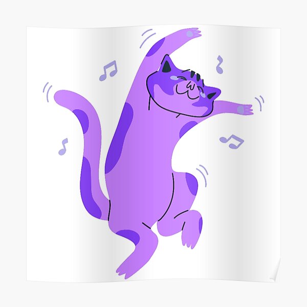 "Cute Kitty Cat | Dancing Cat" Poster for Sale by LilysDesignShop ...