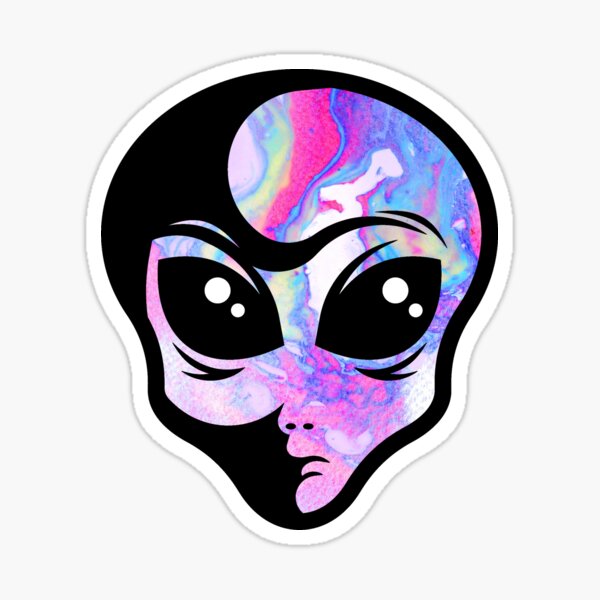 "Watercolor Alien Head" Sticker by BuzzySpaceBee | Redbubble