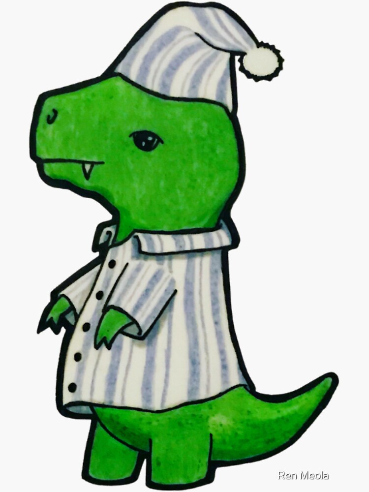 "Sleepy T-Rex Dinosaur in Pajamas" Sticker for Sale by InfiniteSix ...