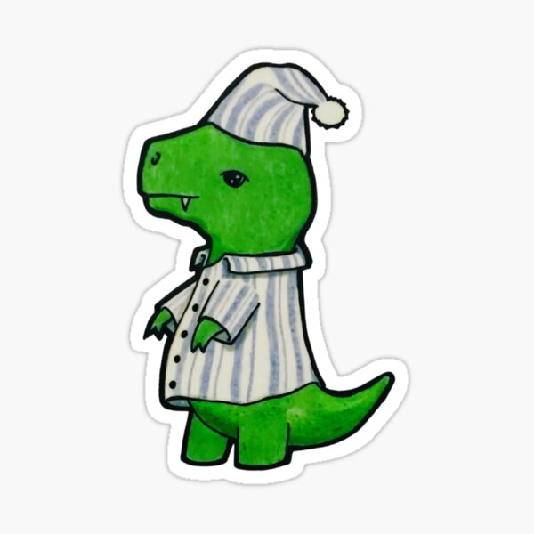 "Sleepy T-Rex Dinosaur in Pajamas" Sticker for Sale by InfiniteSix ...