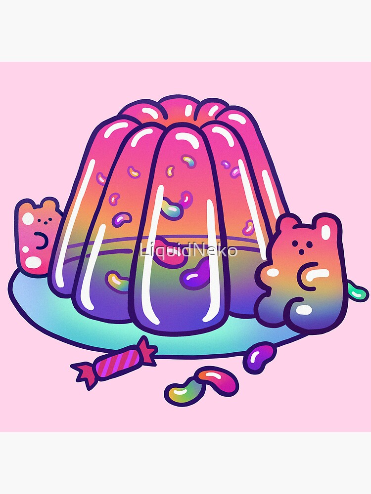 Póster for Sale con la obra «Cute Kawaii Jelly Bear y Jelly Beans Jello ...