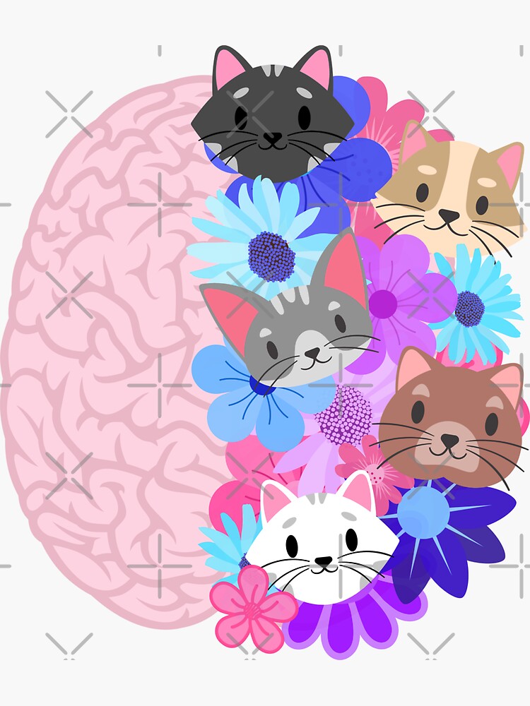 "Cats on the Brain" Sticker by empathyisbadass | Redbubble