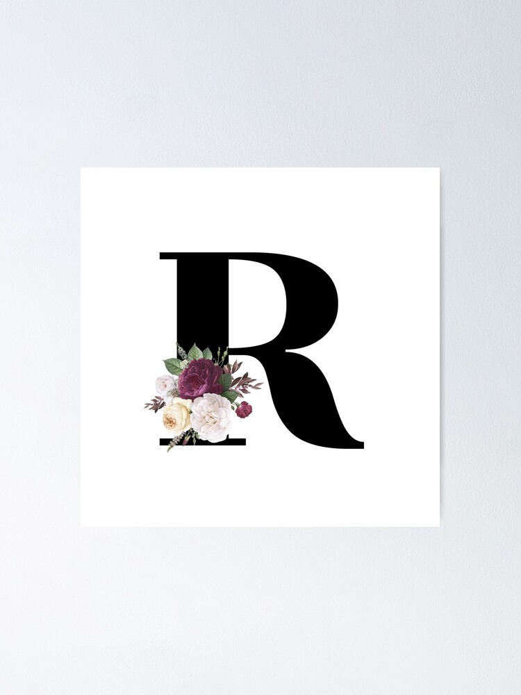 Póster «Letra R con flores, monograma R con corona floral» de ...