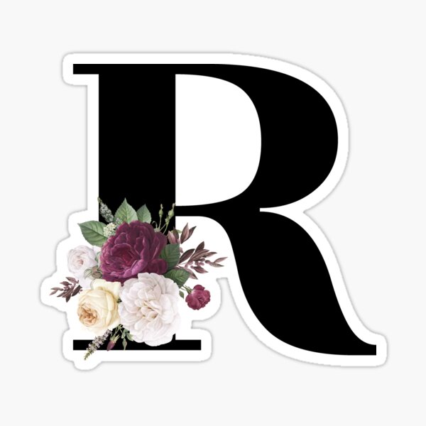 "Letter R with Flowers, Monogram R with Floral Wreath" Sticker for Sale ...