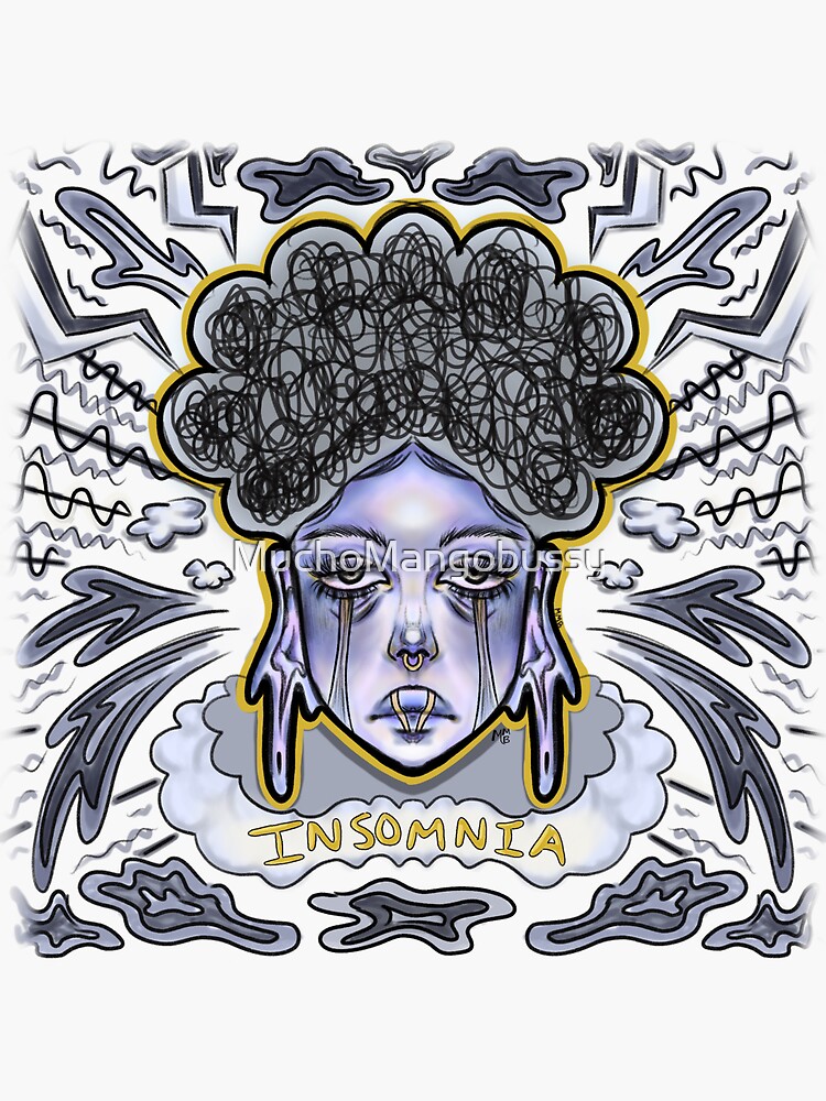 "INSOMNIA" Sticker for Sale by MuchoMangobussy | Redbubble