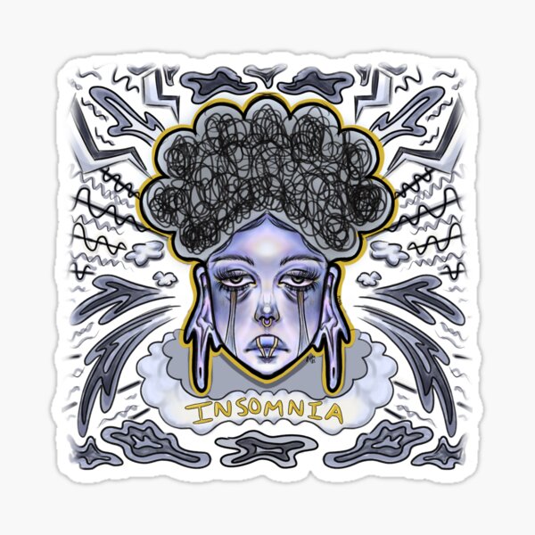 "INSOMNIA" Sticker for Sale by MuchoMangobussy | Redbubble