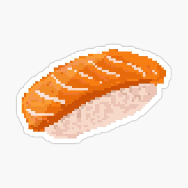 "Pixel Art Salmon Sushi" Sticker by RozuArt | Redbubble