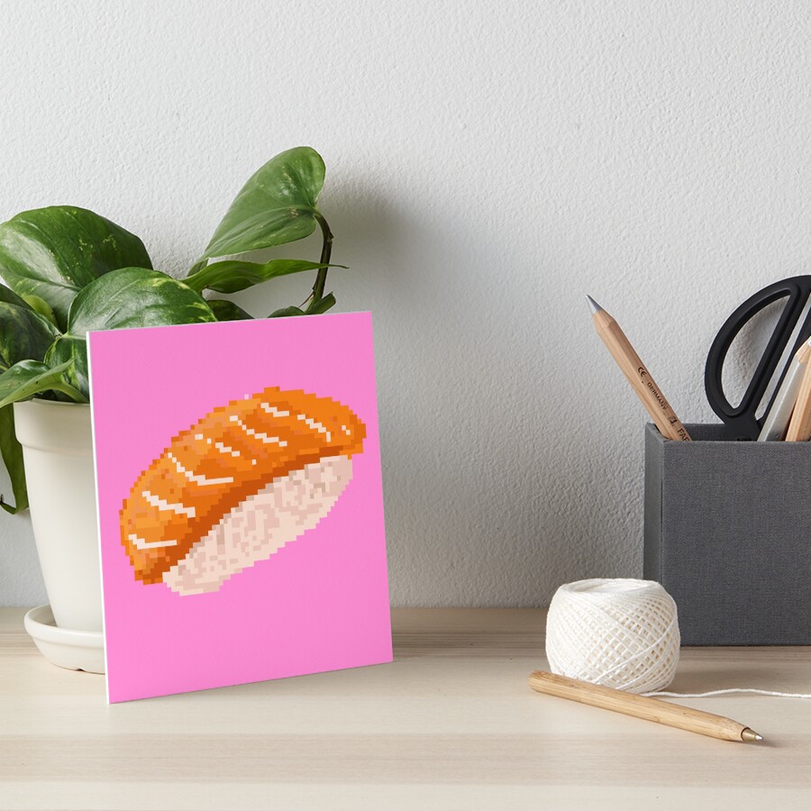 "Pixel Art Salmon Sushi" Art Board Print by RozuArt | Redbubble