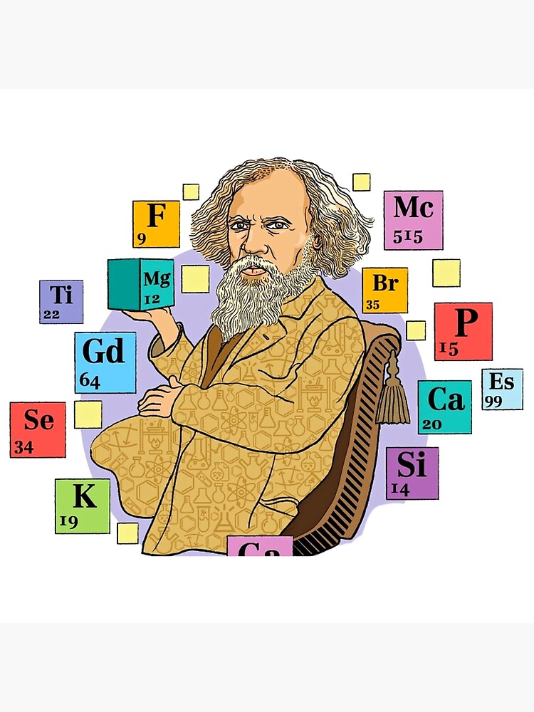 "Dmitri Mendeleev and Periodic Table of Elements" Art Board Print for ...
