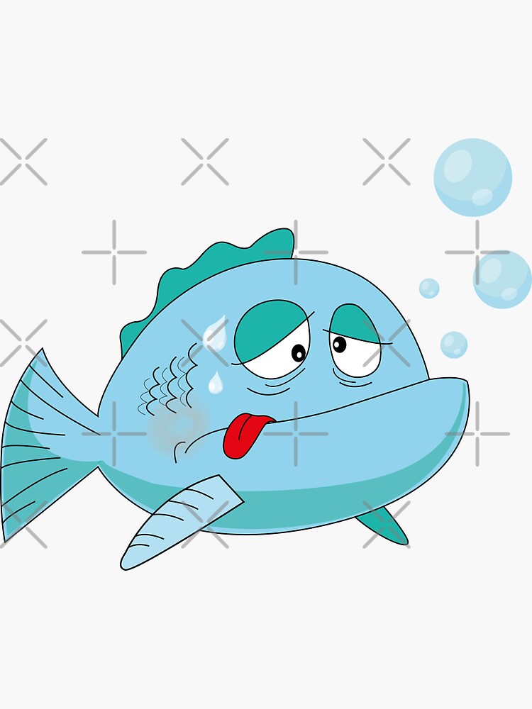 "tired of swimming every day, fish" Sticker for Sale by Luna-2021 ...