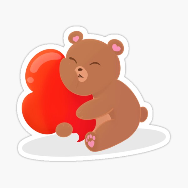 Bear Hugging Heart Sticker For Sale By Meowmeowsshop Redbubble