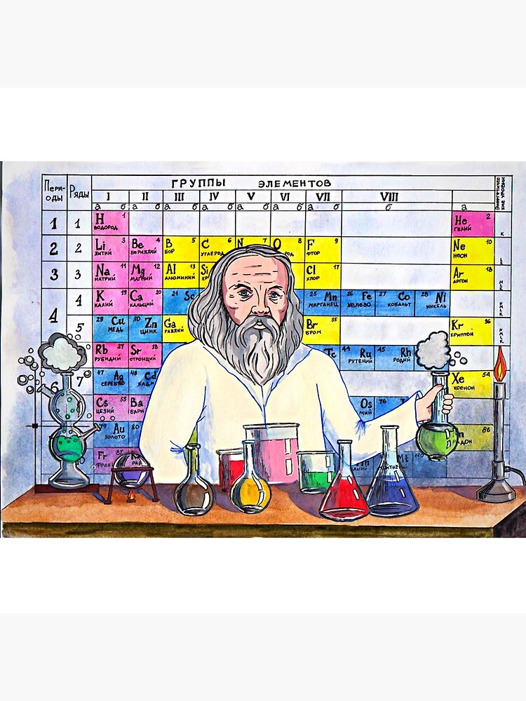 "Dmitri Mendeleev and Periodic Table" Art Board Print for Sale by ...
