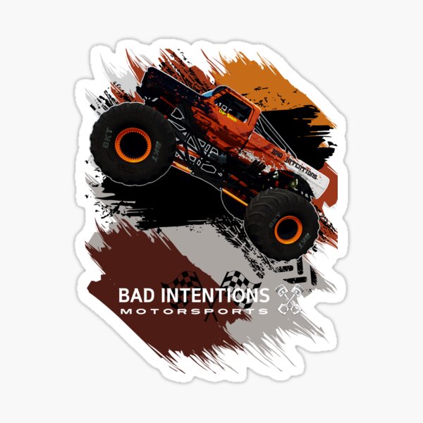 "Bad Intentions Monster Truck Graphic Tee" Sticker by CinnamonDaFox ...