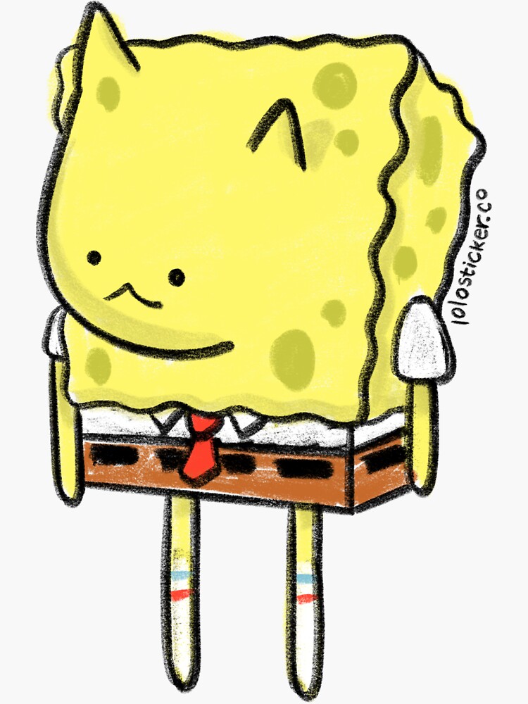 "Spongebob Cat Sticker Design" Sticker by LoLoStickerCo | Redbubble