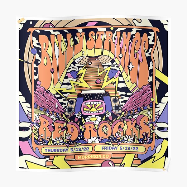 "BILLY STRINGS RED ROCK SUMMER TOUR 2022" Poster for Sale by jordioji ...