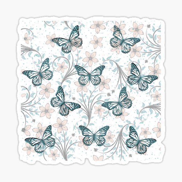 "Butterfly Breeze - teal & peach" Sticker by butterflybrave | Redbubble