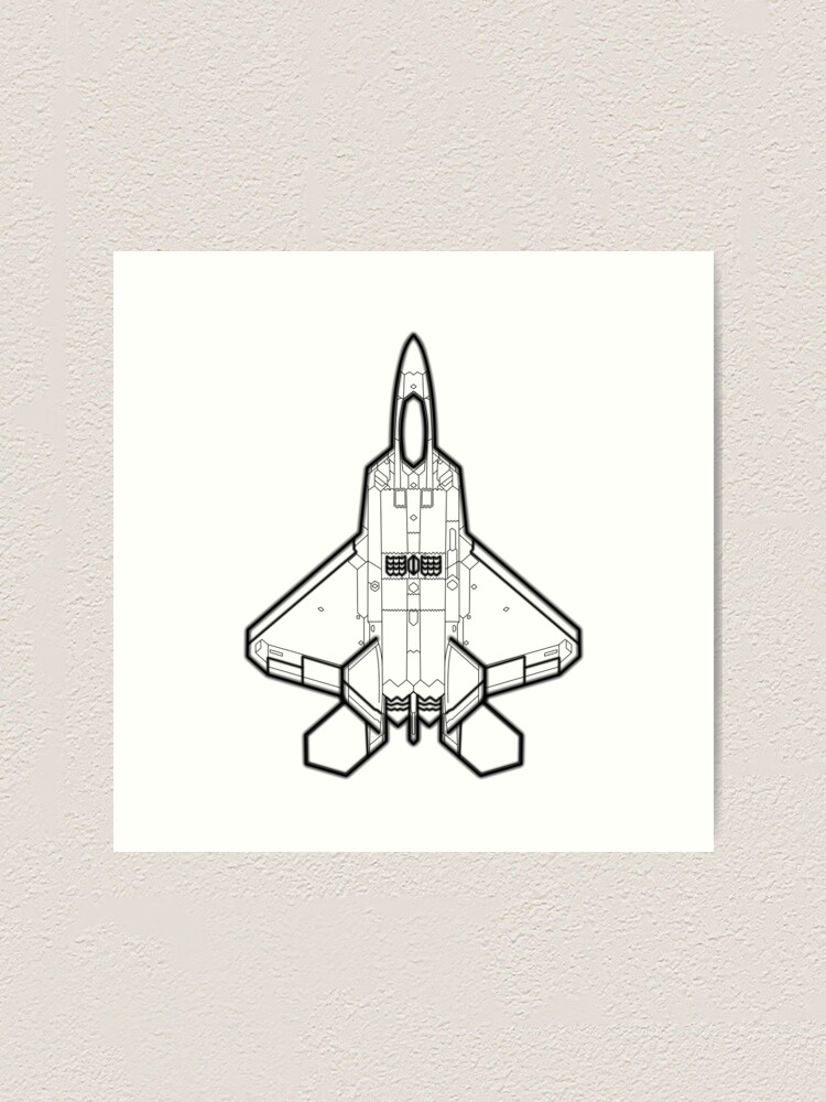 "Lockheed Martin F-22 Raptor - Black Lines" Art Print for Sale by ...