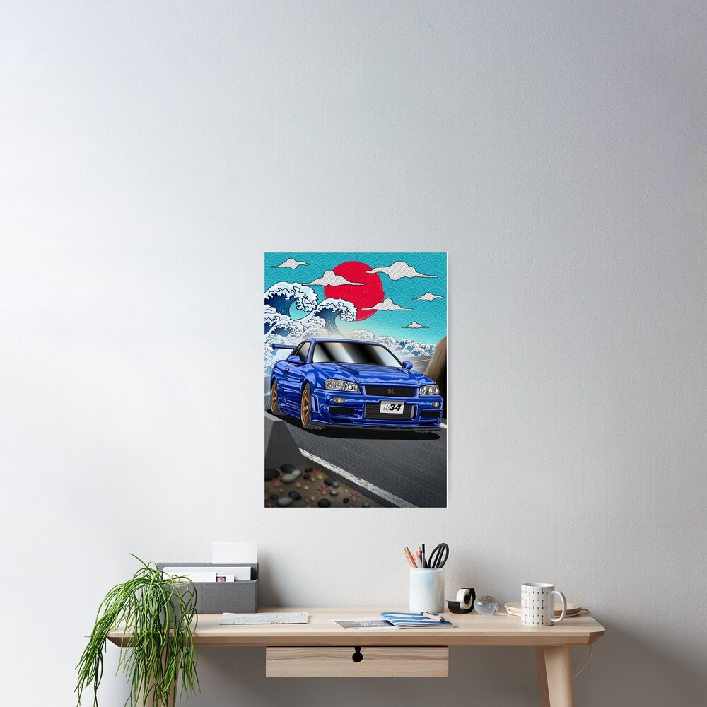 "Nissan Skyline GT-R R34 " Poster for Sale by Joshirosung | Redbubble