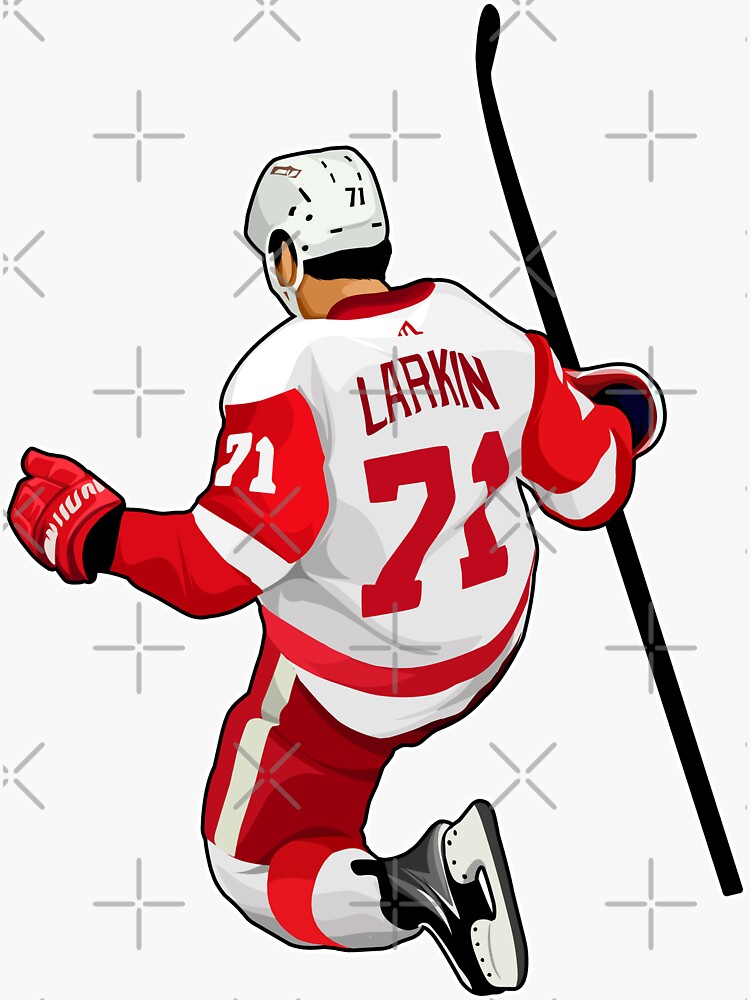 "Dylan Larkin #71 Celebrates" Sticker for Sale by SpeedyGoals | Redbubble