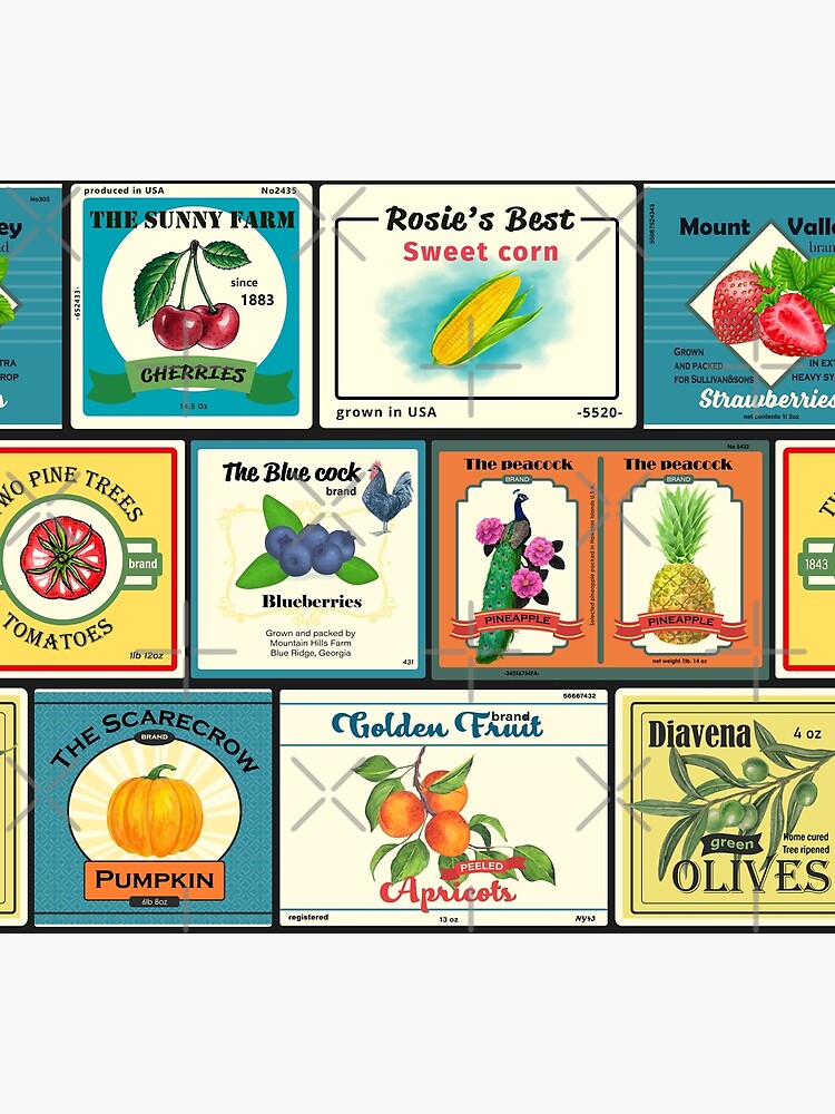 "Vintage canned goods-Fruit labels" Poster for Sale by katerinamk ...