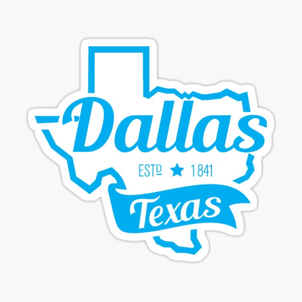 "Dallas, Texas - Blue" Sticker for Sale by Calliewilleford | Redbubble