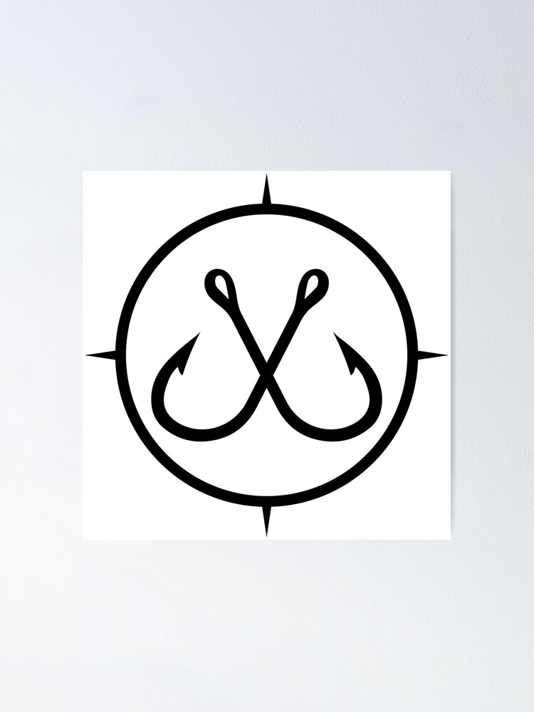 "Fishing Hook with Compass silhouette" Poster for Sale by creativesagor ...
