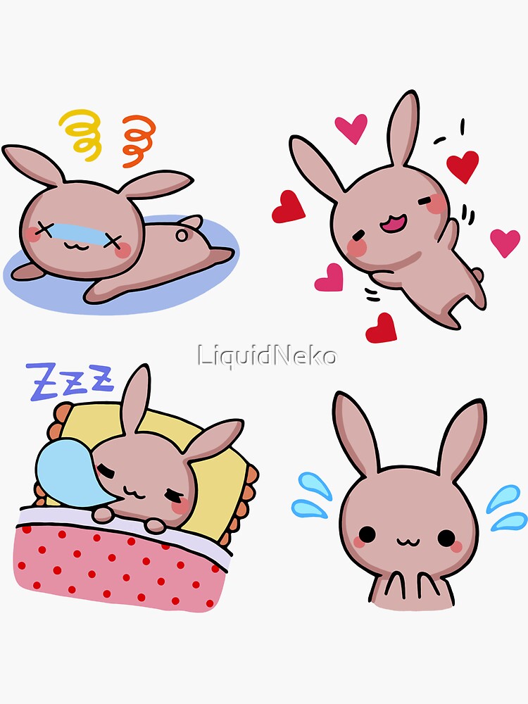 "Kawaii Cute Anime Pink Bunny" Sticker by LiquidNeko | Redbubble